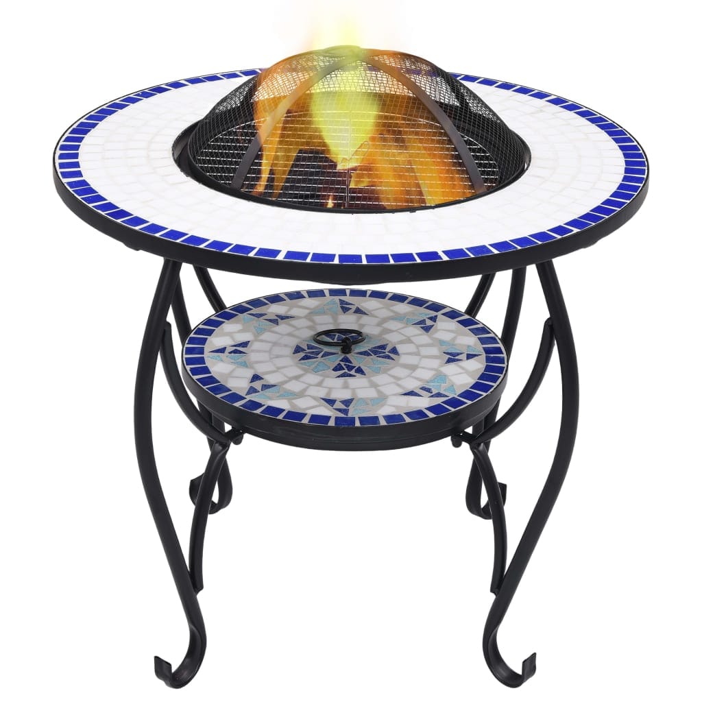 VidaXL Mosaic Blue And White Firepit Table - Heartwarming Fires