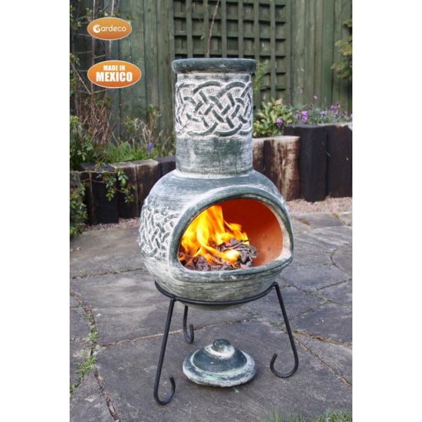 Gardeco Medium Green Edyth Mexican Chiminea In A Celtic Theme ...