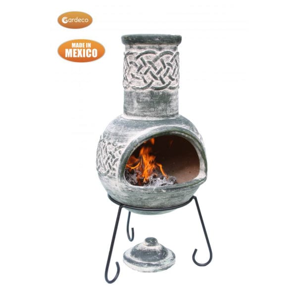 Gardeco Medium Green Edyth Mexican Chiminea In A Celtic Theme ...